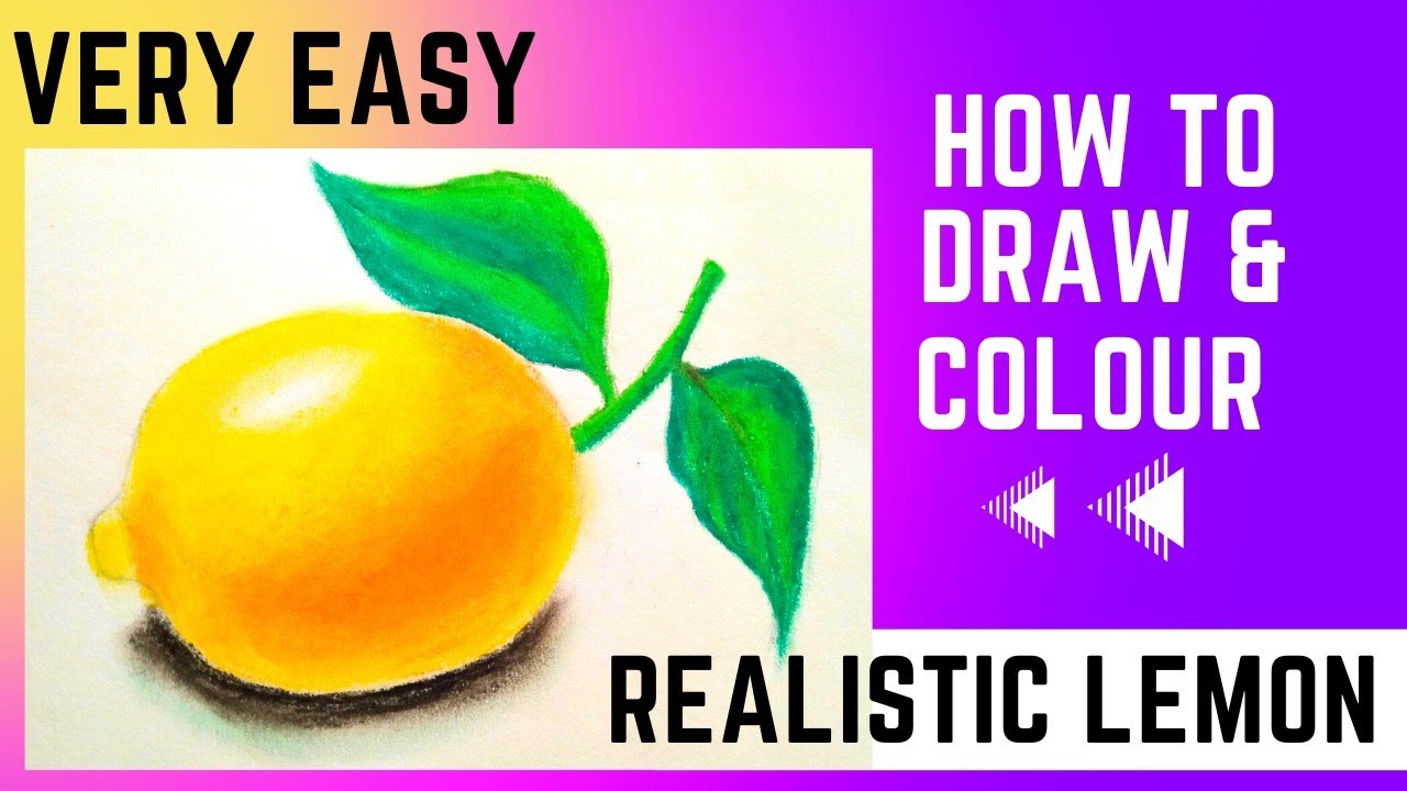 Realistic LEMON Drawing and Colour Tutorial 🍋 || Very Easy Step by Step ...