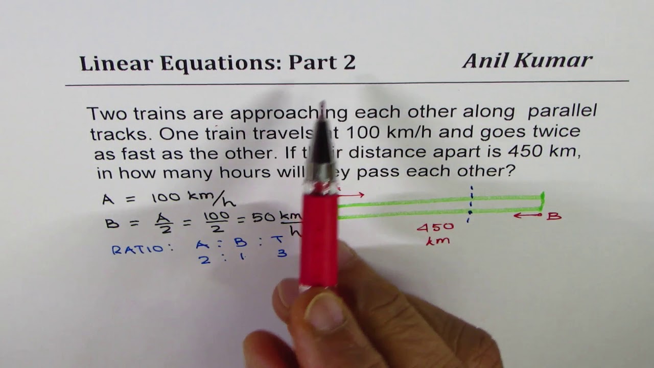 Approaching trains one twice as fact find time they cross Linear ...
