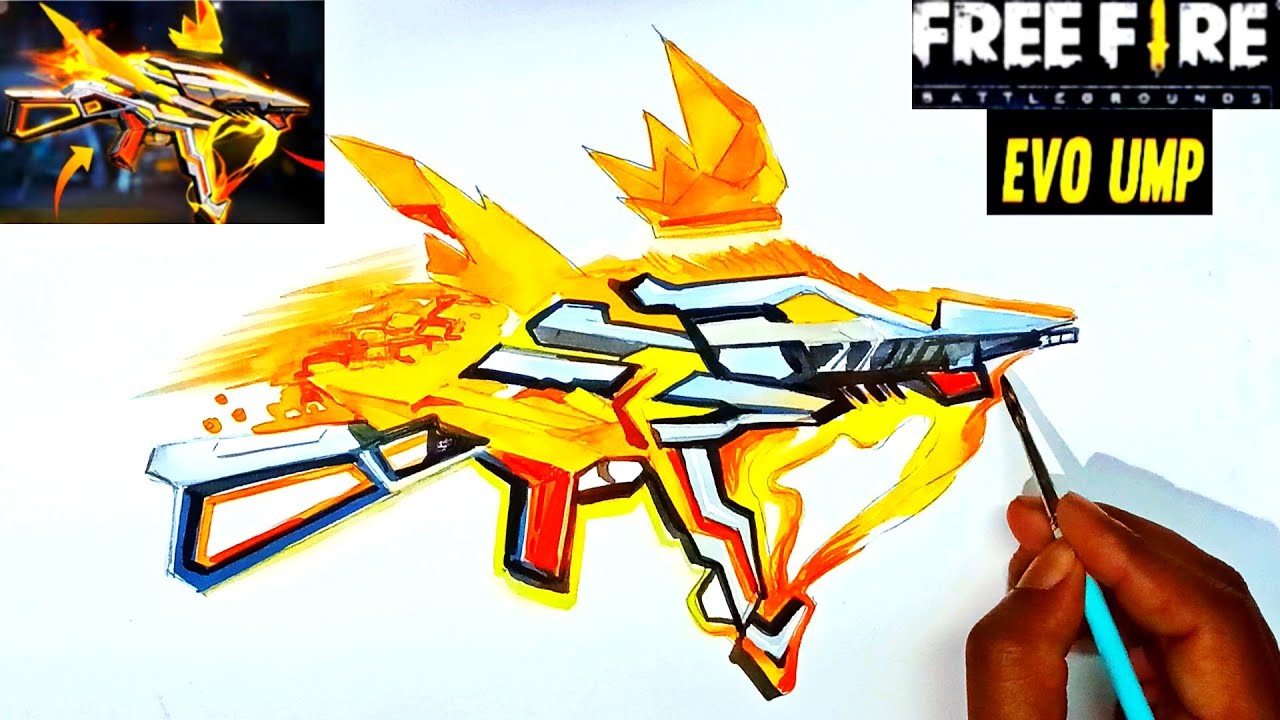 free fire drawing new evo ump skin/ump/ump booyah/ How to draw free ...