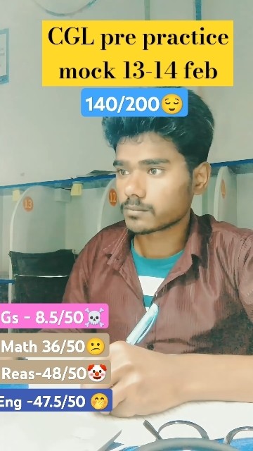 SSC CGL tier 1 practice mock live test 13-14 feb marks 140/200 😌 # ...