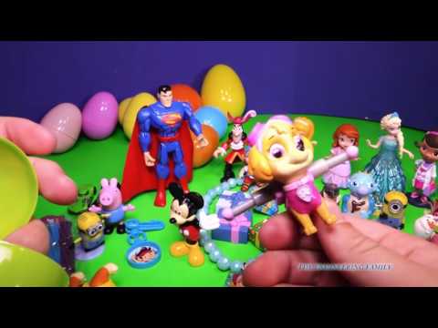 HUGE SURPRISE EGGS Disney Frozen Elsa + Superman Funny Birthday  Surprise Egg Toys Video