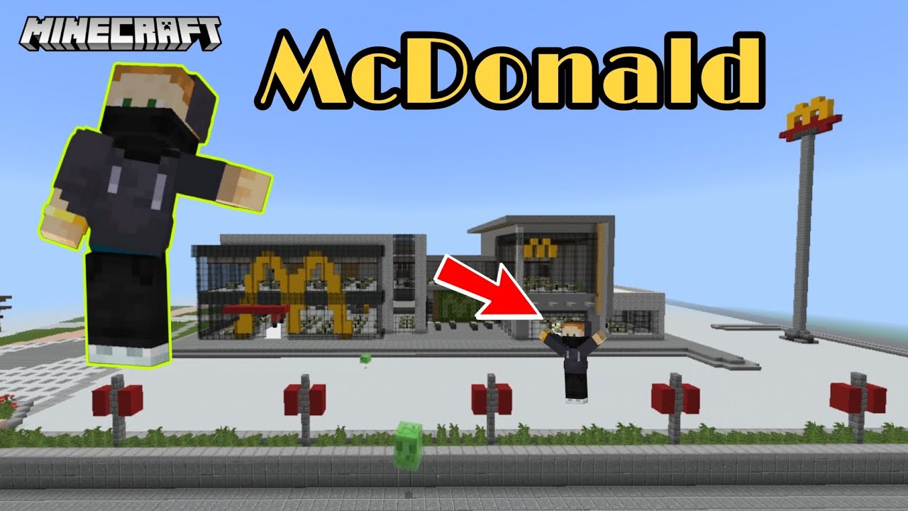 Minecraft Pe gameplay // build a McDonald // new McDonald Mod # ...