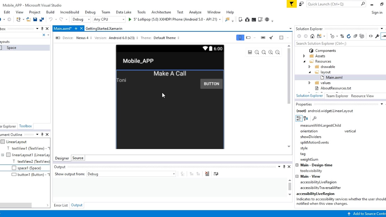 Visual studio Mobile Form Layout - YouTube