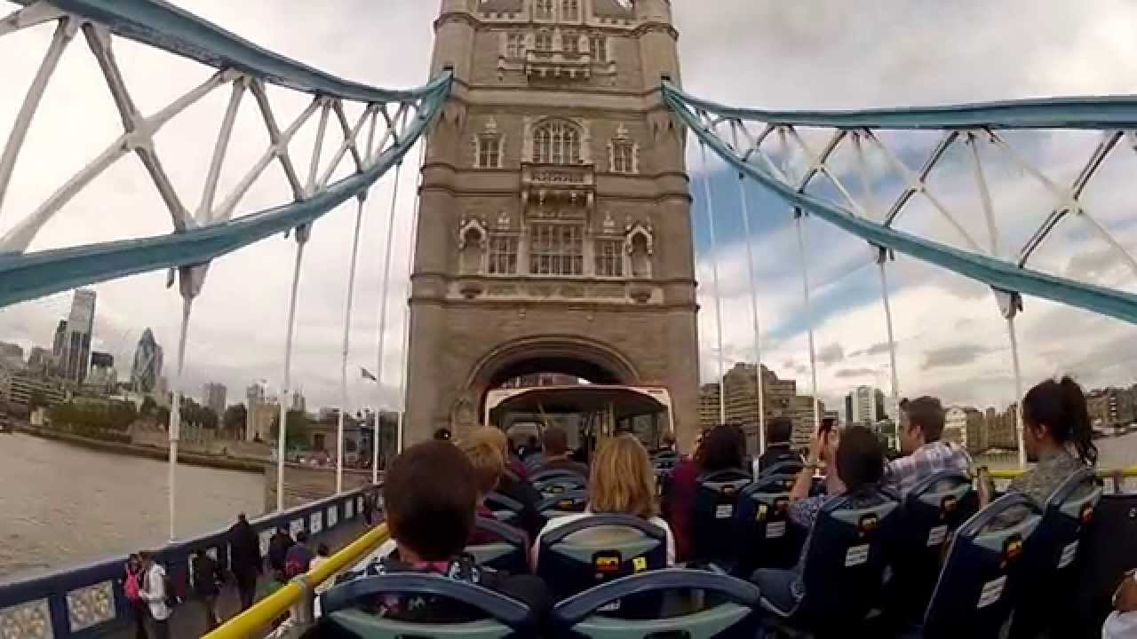Open top tour bus - going over Tower Bridge - YouTube