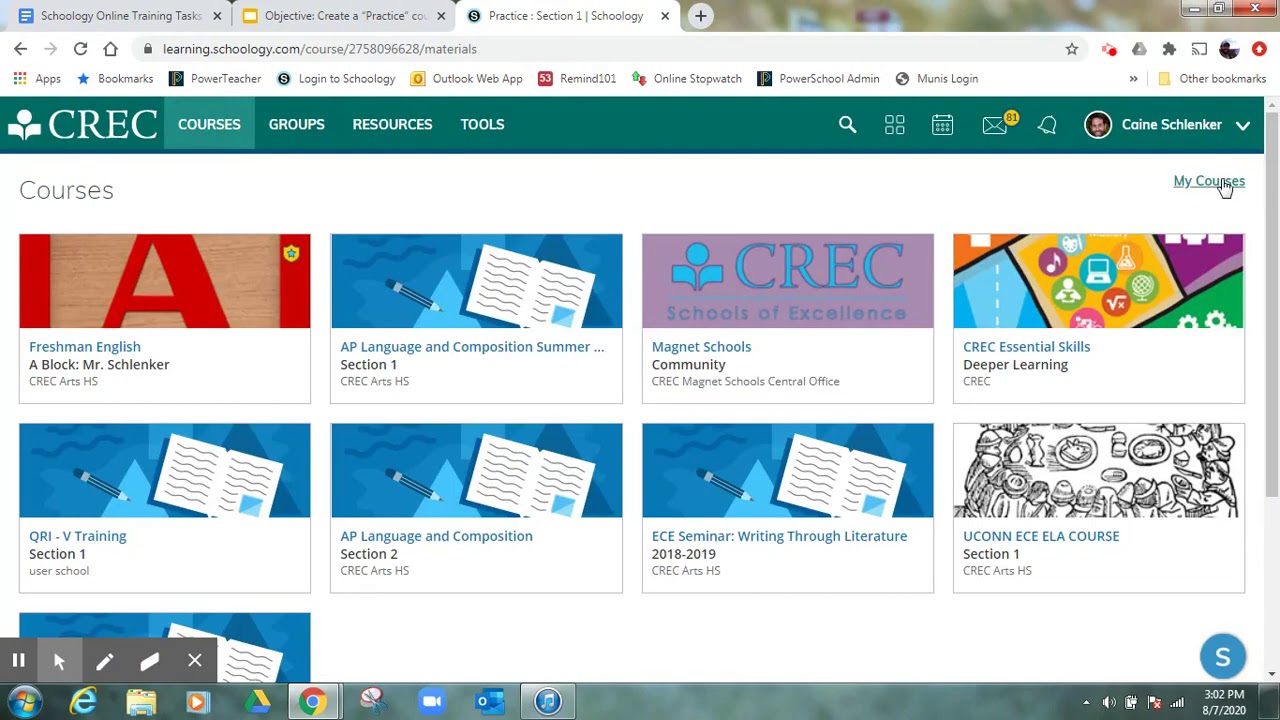 CREC: Schoology-Practice Course/Resource Tab - YouTube