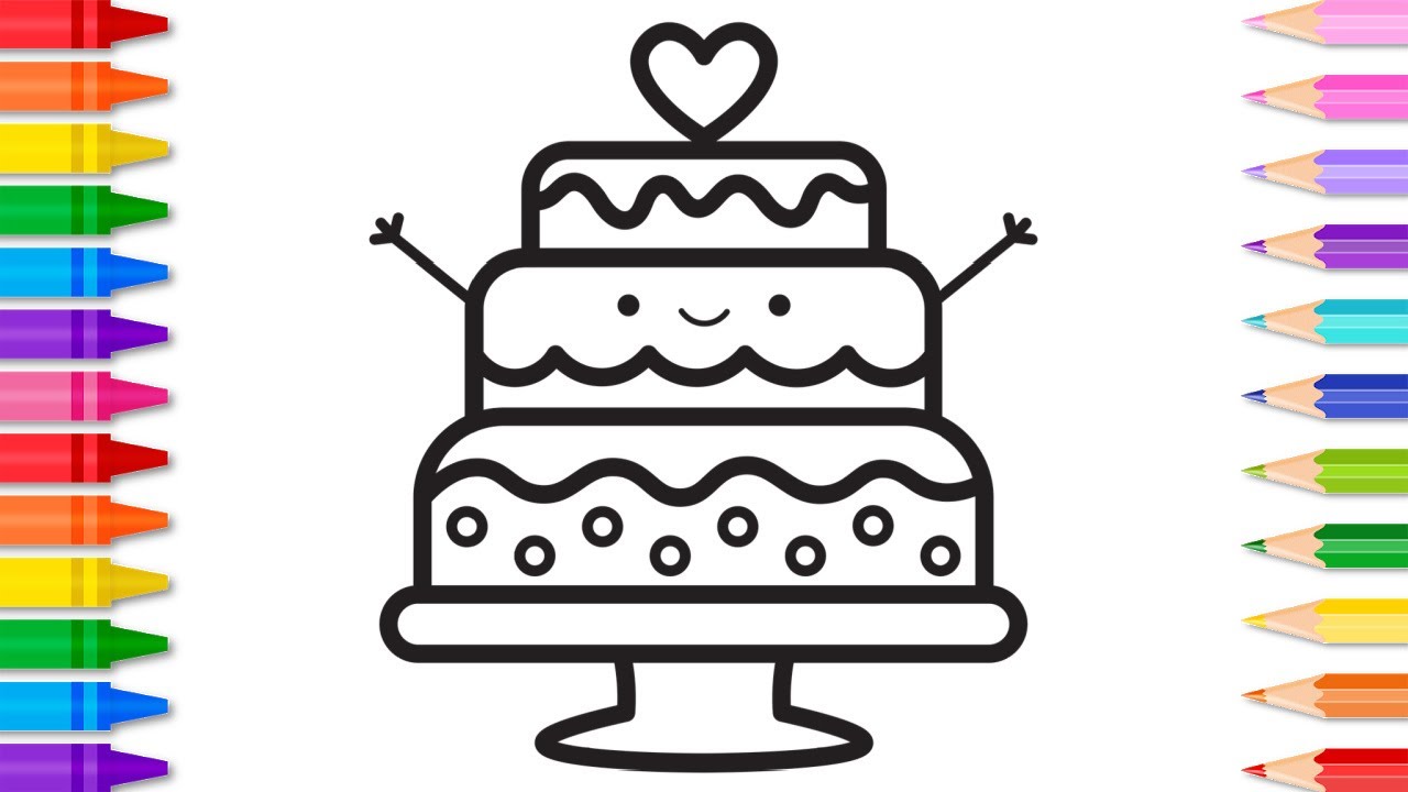 How to Draw a Super Cute Cake Step by Step Easy 🍰🍭💜 - YouTube