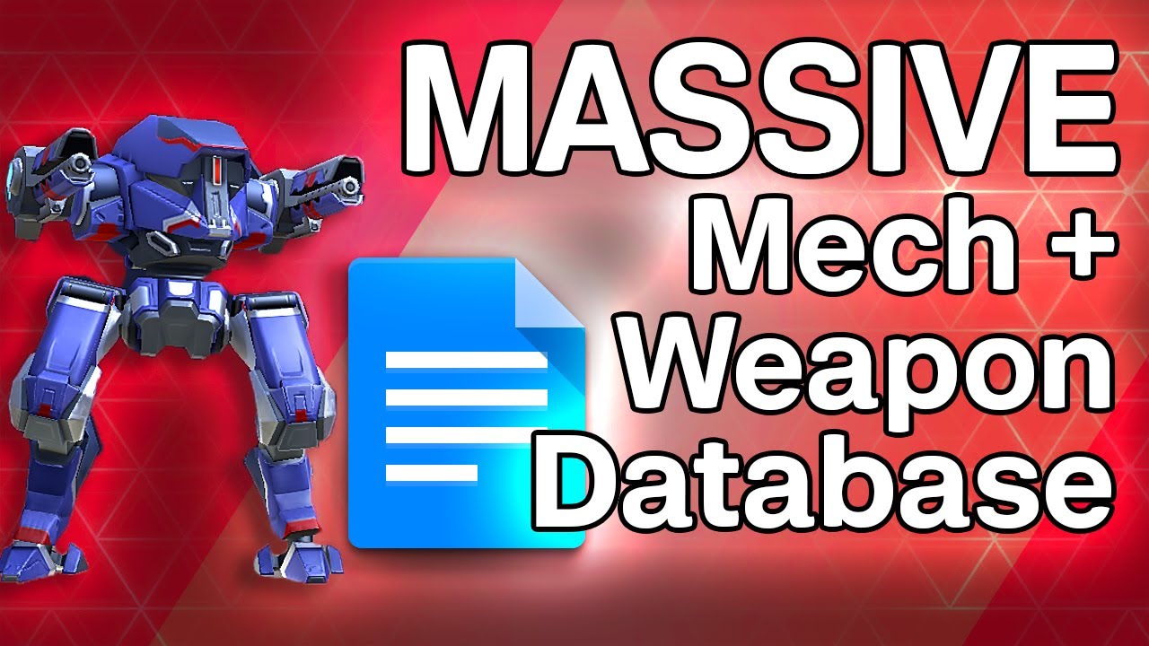 Mech Arena Database Document | Find Stats on Chassis and Weapons | Mech ...