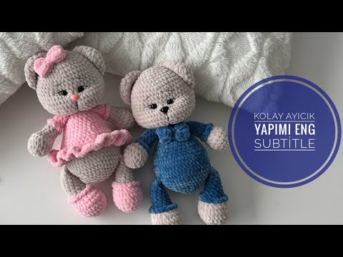 Kadife ipten Kolay ayıcık yapımı💙 2/2 Eng Subtitle (body, face forming, gövde,yüz şekillendirme)