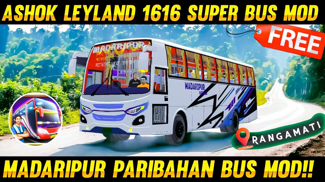 Madaripur Paribahan New Ashok leyland Non Ac Bus Mod For Bus Simulator Indonesia || Free ...