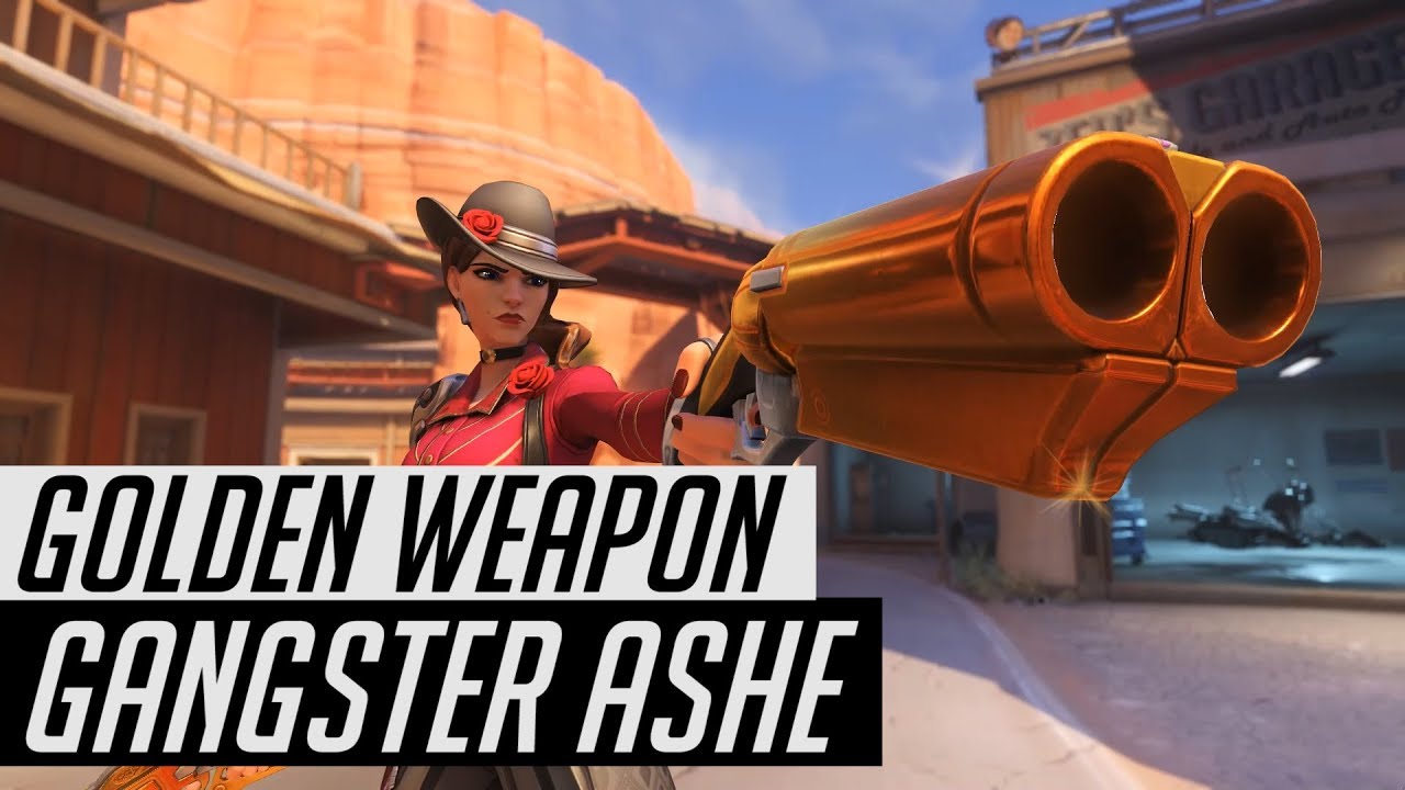 Overwatch | Ashe Gangster Gold Weapon Skin Spotlight | All Cosmetics ...