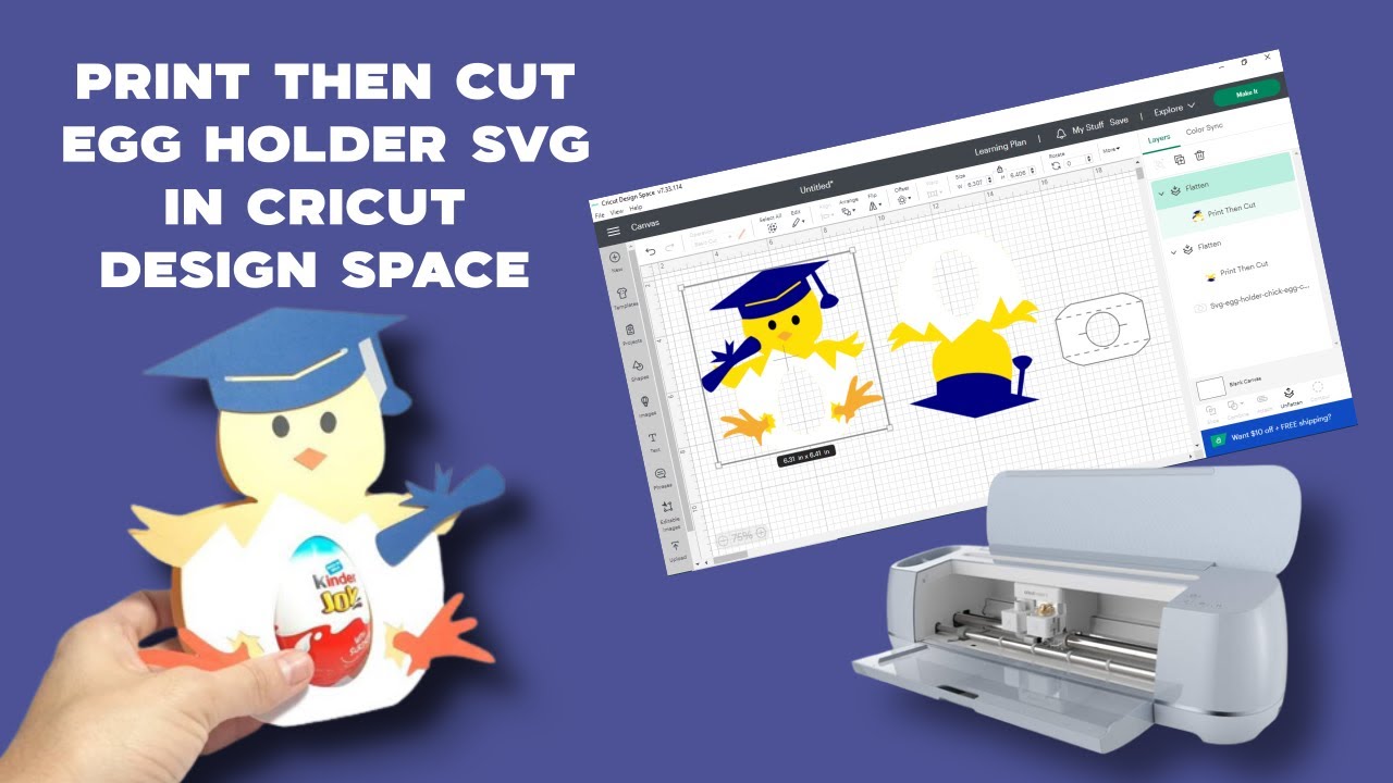 Print then cut In Cricut Design Space | Chick Egg Holder | SVG File ...