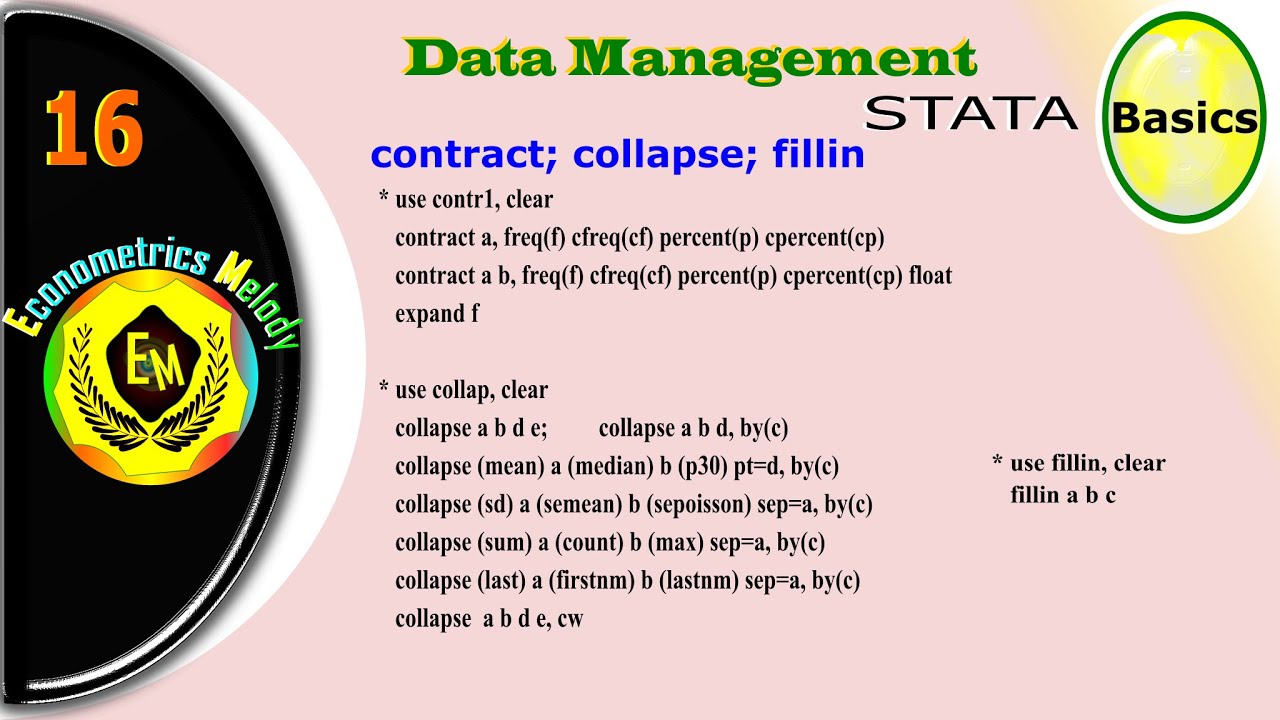 contract collapse fillin || STATA | Data Management | Econometrics ...