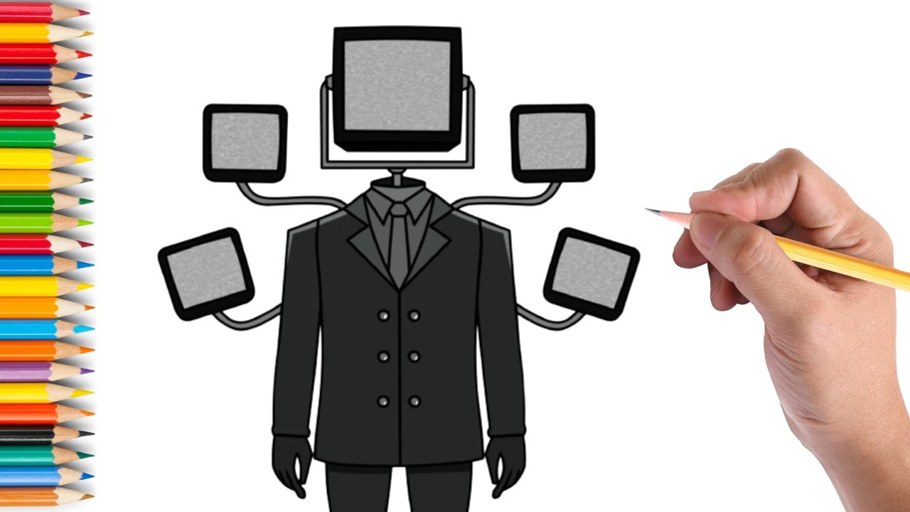 How To Draw Large TV Man - Easy Drawing Step By Step - YouTube