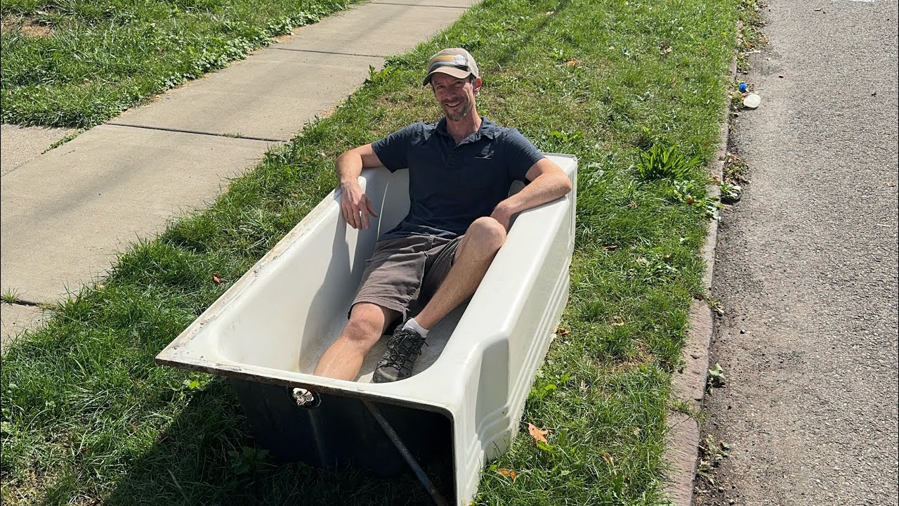 Live curb picking cast iron tub - YouTube