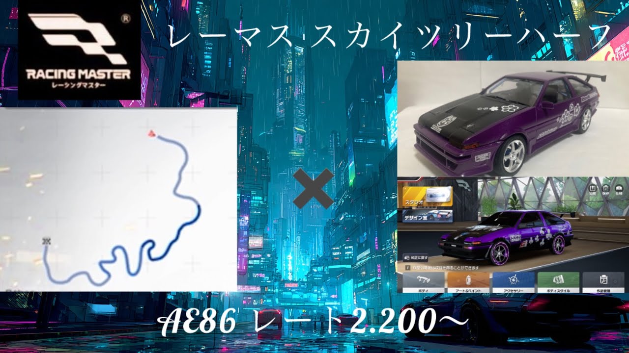 【気分はTOKYO DRIFT】レーシングマスター AE86トレノ スカイツリーハーフ レート2.200帯1位 - YouTube