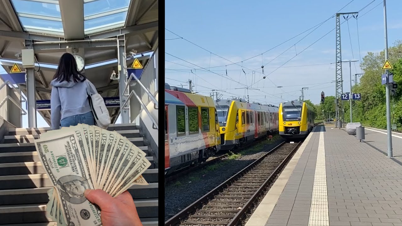 A walking tour to the suburban German train station in middle May ...