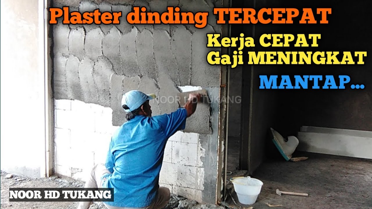 Cara plaster dinding cepat rata dan lurus // wall plaster quick way ...