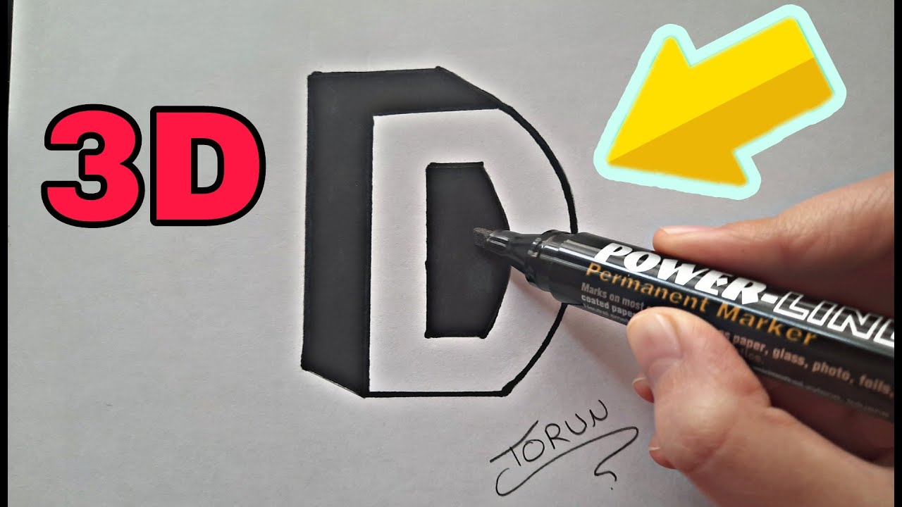 How to draw a letter D very easy drawing - YouTube