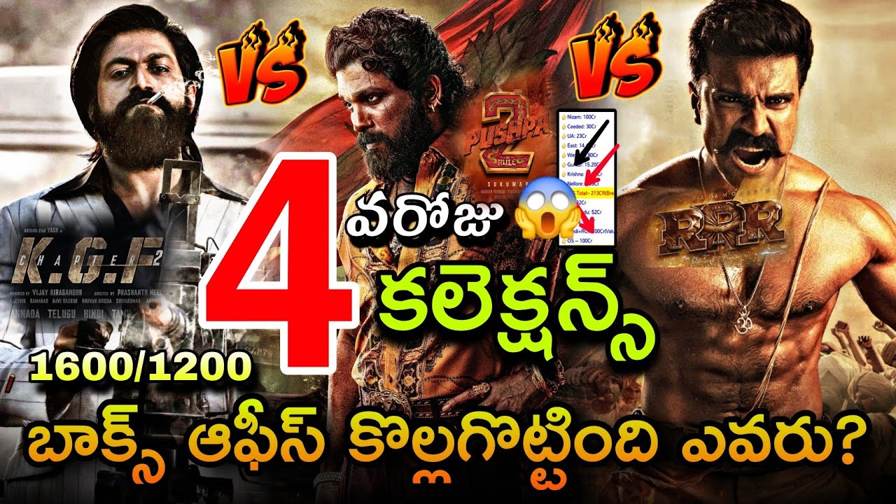 Allu Arjun Pushpa 2 4th Day Collection Vs RRR Vs KGF2 Collections ...