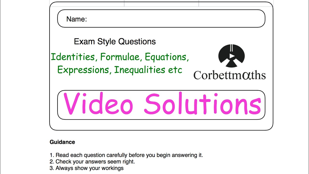 Mathematical Terms Answers - Corbettmaths - YouTube