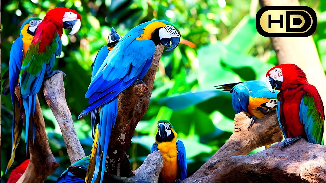 Real Birds Reaction , The sound of birds chirping_ parrots, magpies ...