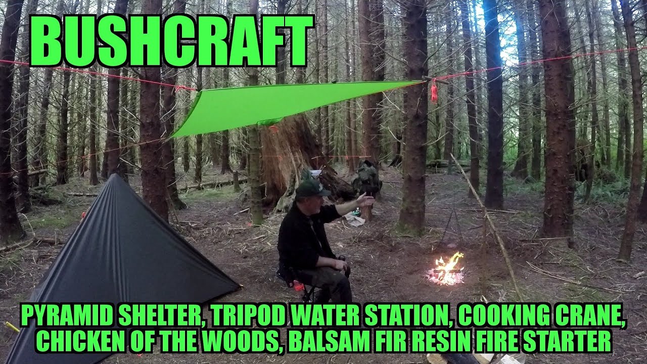 BUSHCRAFT SURVIVAL CAMPING - PYRAMID SHELTER TRIPOD WATER STATION ...