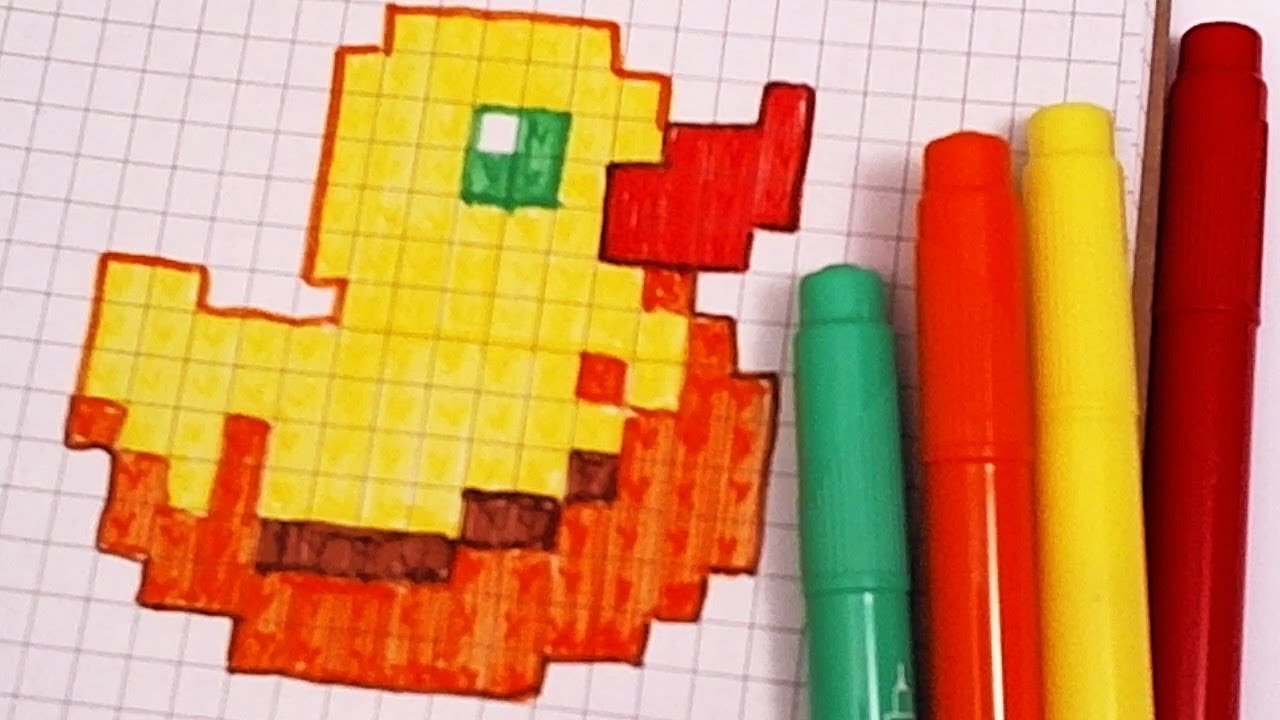 Handmade Pixel Art - How To Draw a duckling. - YouTube