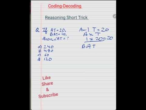 Coding Decoding Reasoning Shortcuts in easy way📖 ️ #reasoningtricks # ...