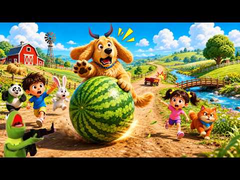 🍉🐶😱 Oh No! The GIANT Watermelon Won’t Stop! 🍉💨😂 | Funny Farm Adventure 🚜🌈 | Kids Cartoon