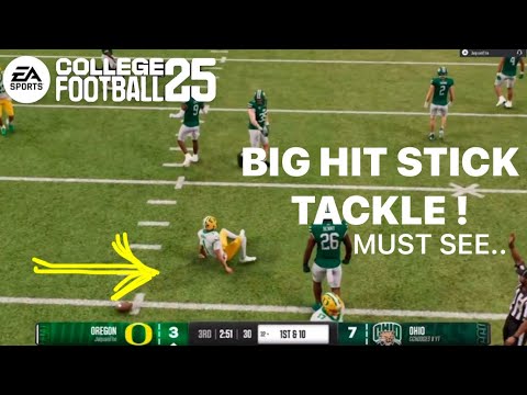 (NEW) COLLEGE FOOTBALL 25 - Big Hit Stick Tackle (one play) - YouTube