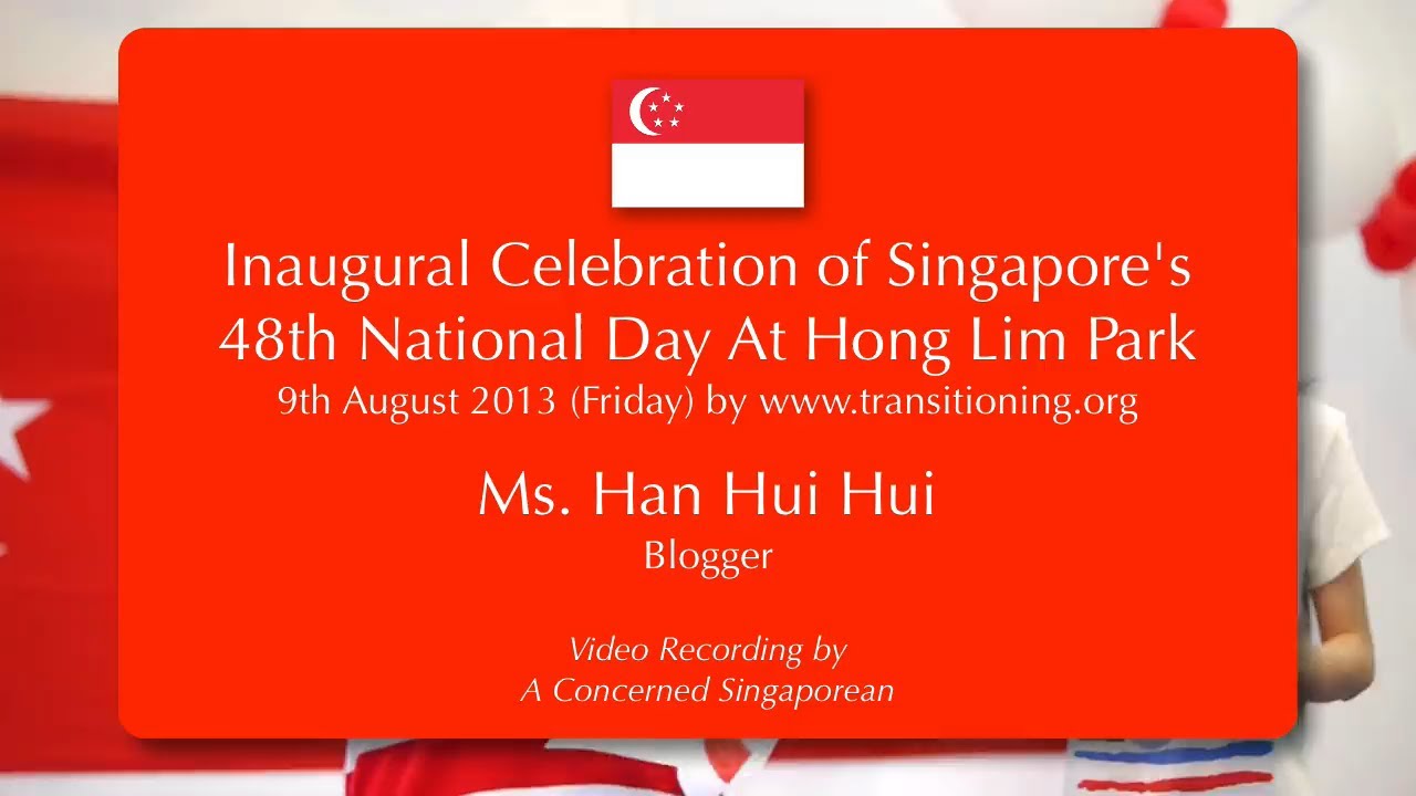 2013 Celebrate National Day @ Hong Lim Park - Ms. Han Hui Hui - YouTube