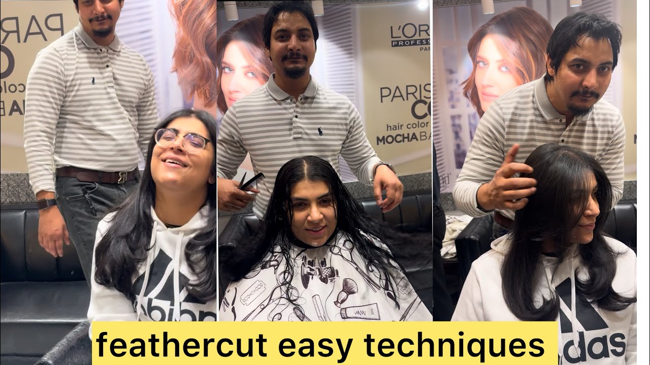 Feathercut easy techniques tutorials//haircut step by step//Indian ...