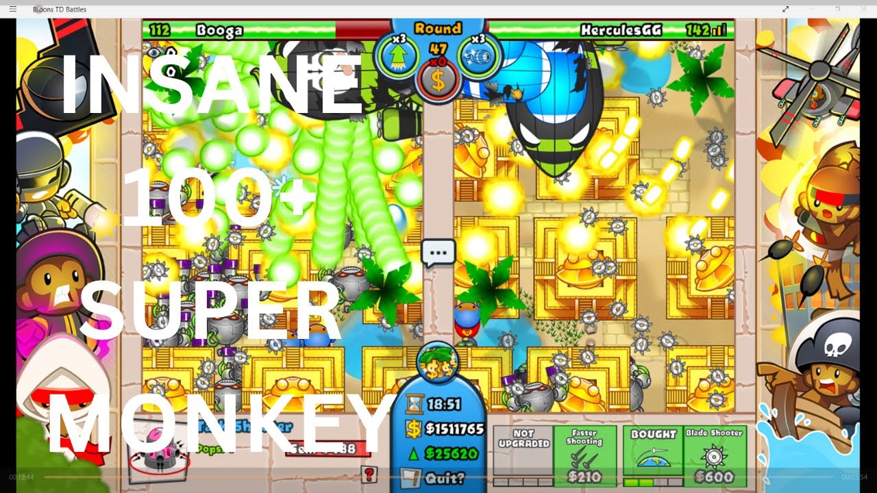 Insane 100+ super monkey : balloon td battles - YouTube
