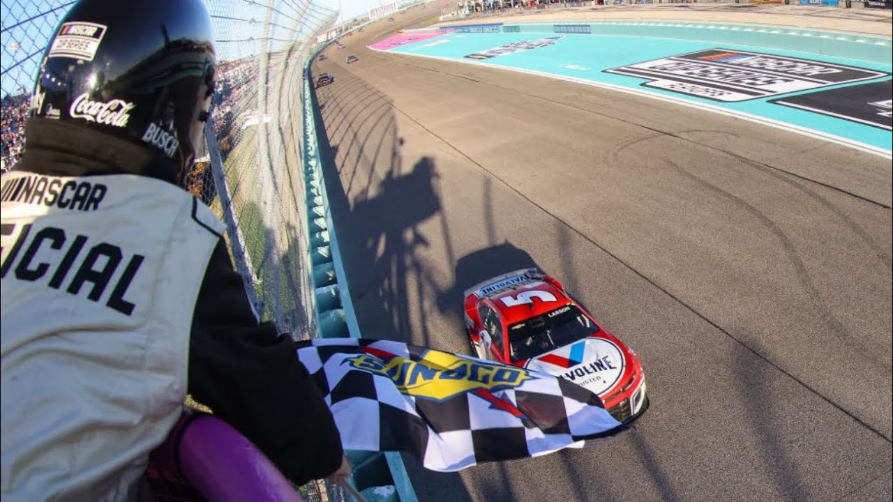 Kyle Larson wins at Homestead Miami Radio - YouTube