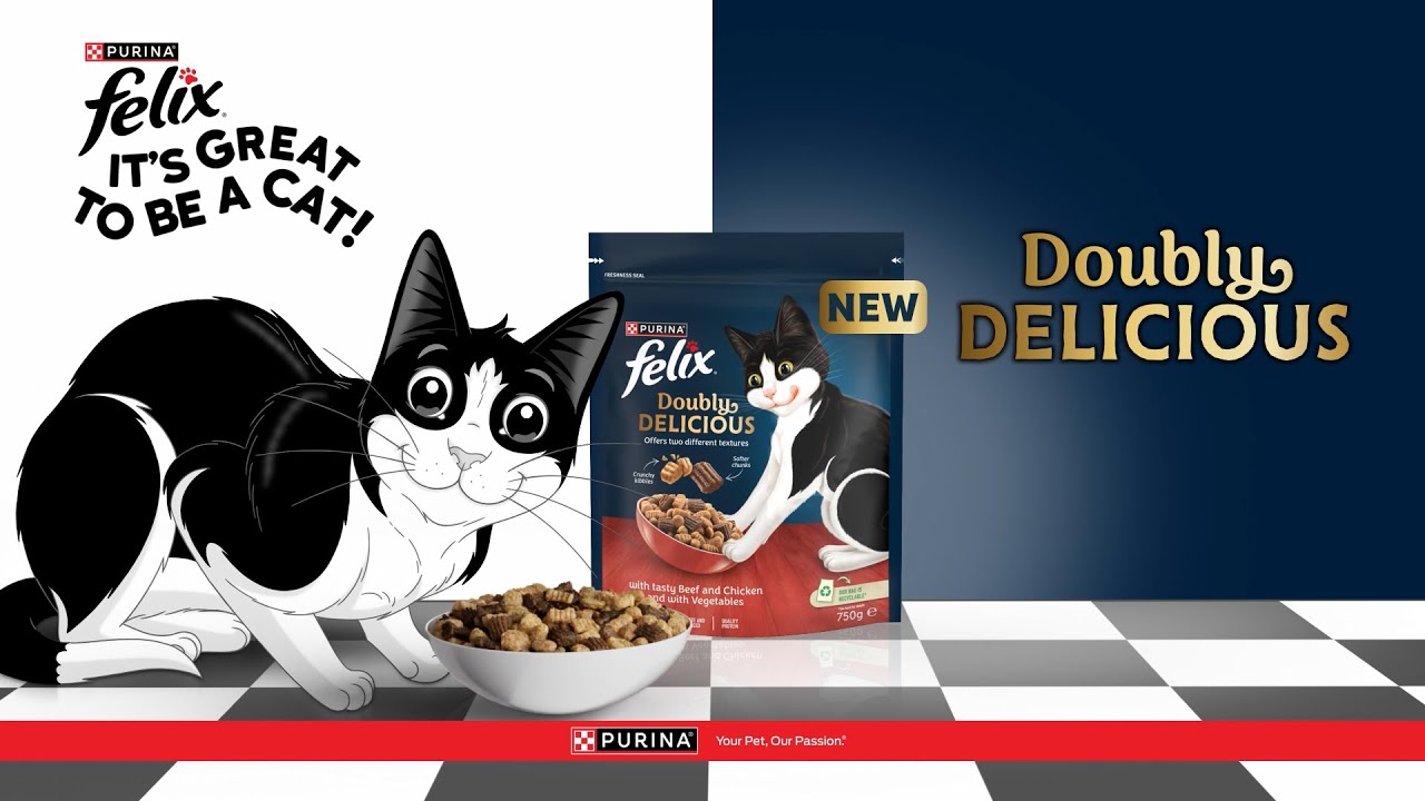 Felix Doubly Delicious Dry Cat Food - YouTube