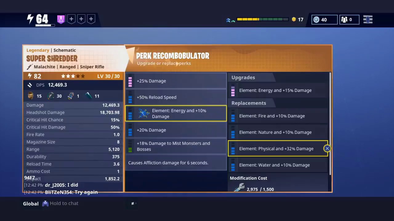 Fortnite :Im slow. How to replace your elemental perk to energy (Part 2 ...