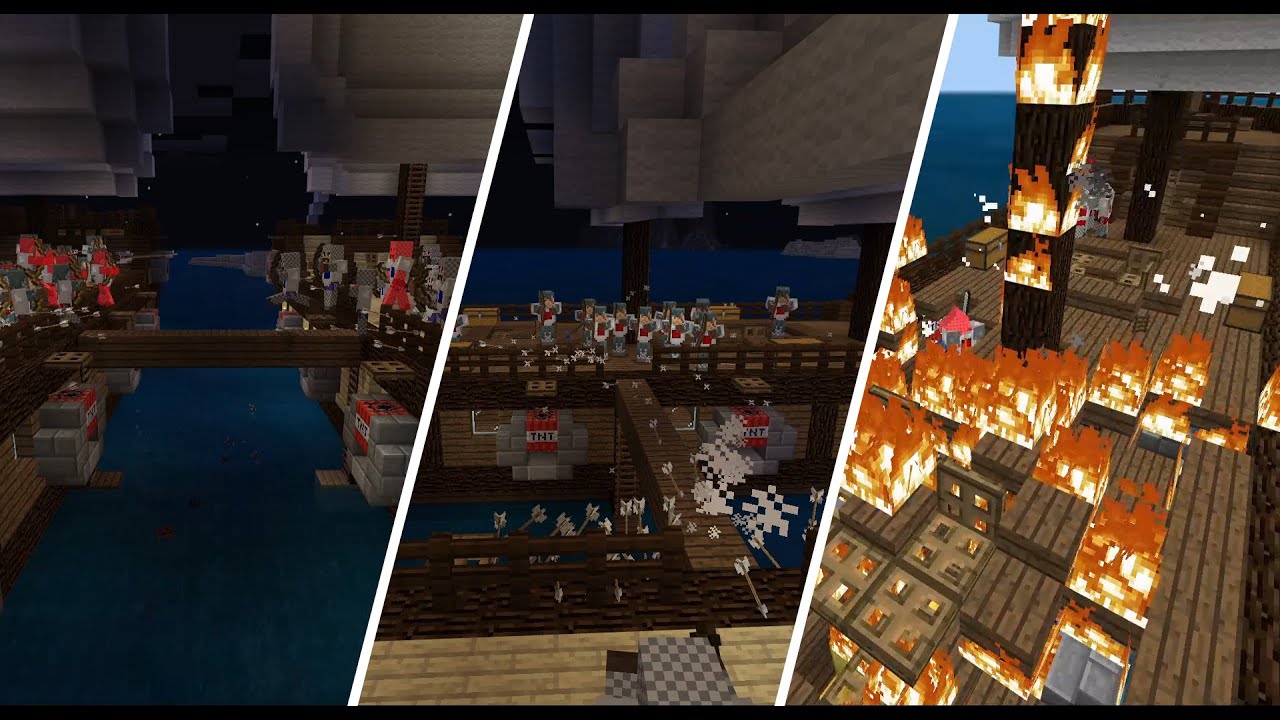 Bataille navale sur Minecraft Battle ship in Minecraft - YouTube