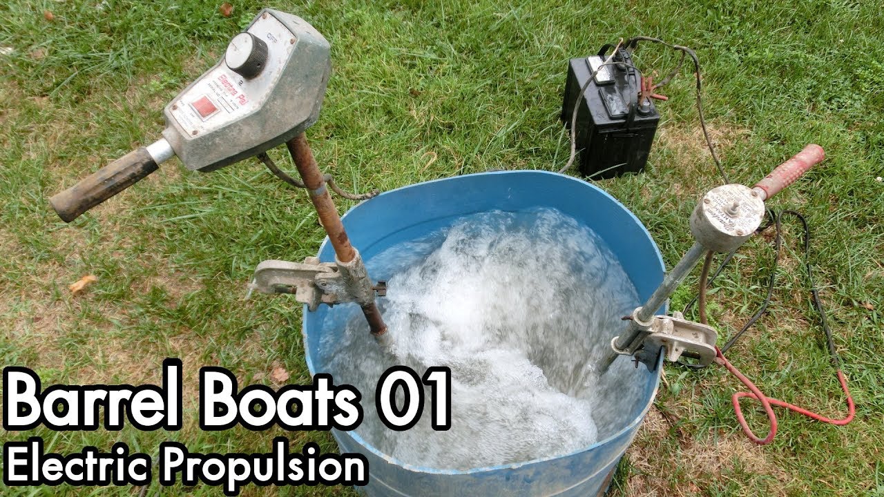Electric Barrel Boats 01: Propulsion from old 12v trolling motors - YouTube