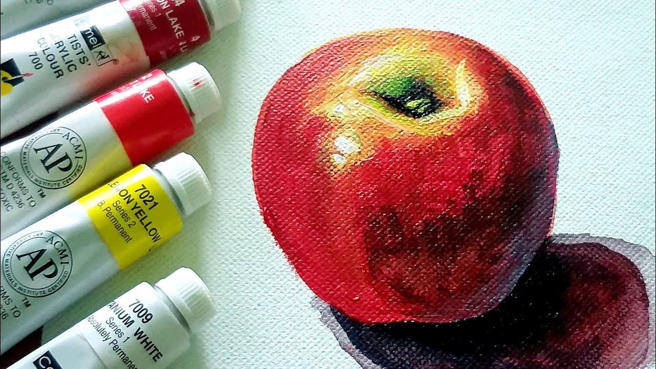 Easy Acrylic Painting | How to Paint Realistic Apple | Acrylics on ...