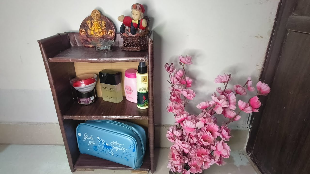 How to make DIY easy cardboard storage shelf || cardboard craft - YouTube