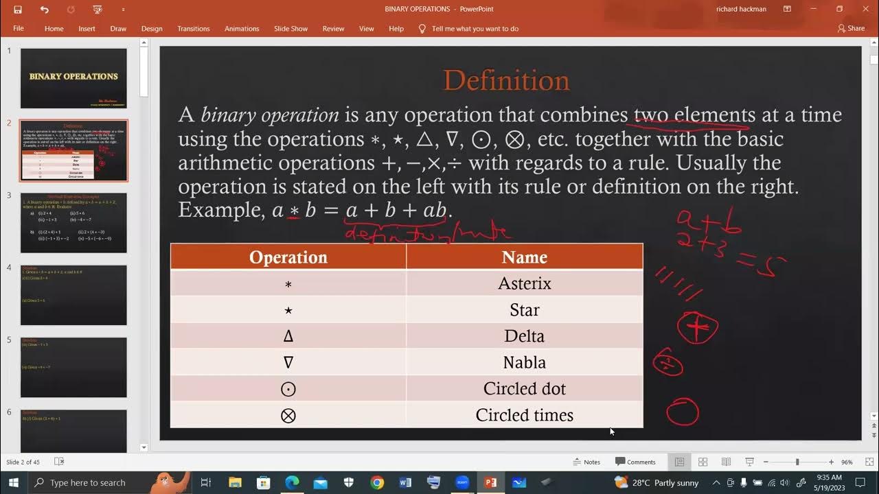 BINARY OPERATIONS: Lesson 1 (Definition and evaluation) - YouTube