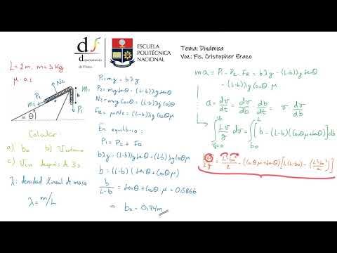 Dinámica: Cadena se desliza por un plano inclinado con rozamiento ...