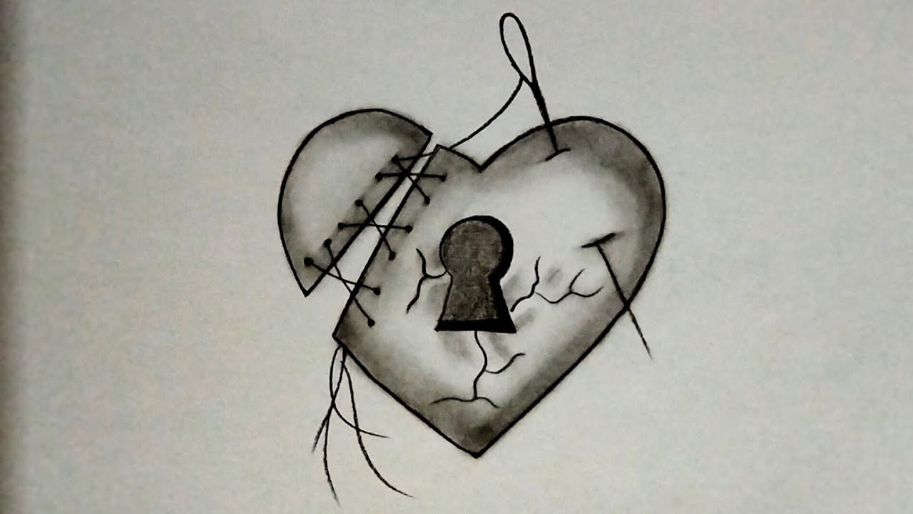 Stitched Broken Heart Drawings Sewing Broken Heart Painting Ideas