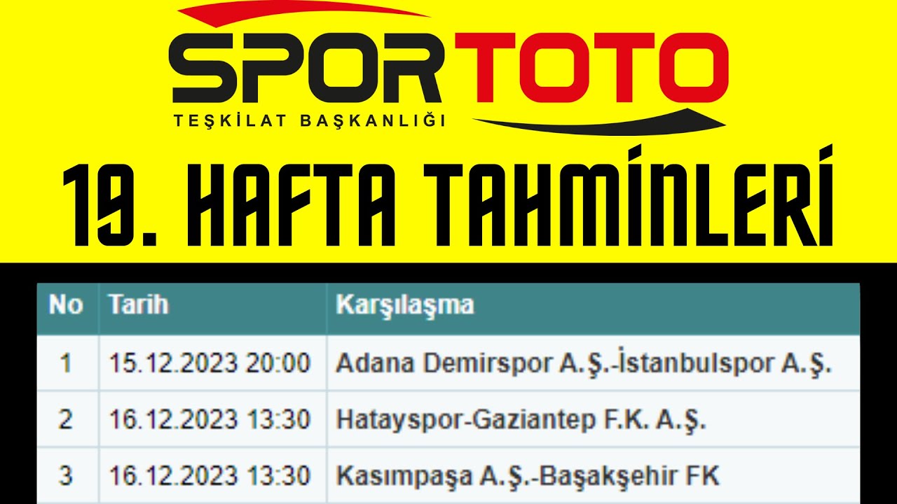 SPOR TOTO "HAFTA 19" TAHMİNLERİ - maç iddaa oran bahis futbol yorum ...