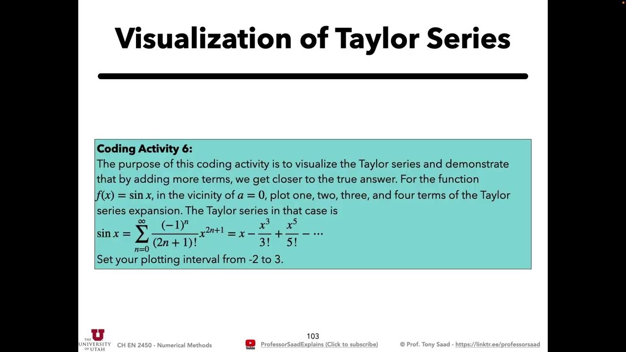 Lecture 05. Error analysis: visualizing Taylor series, total numerical error - YouTube