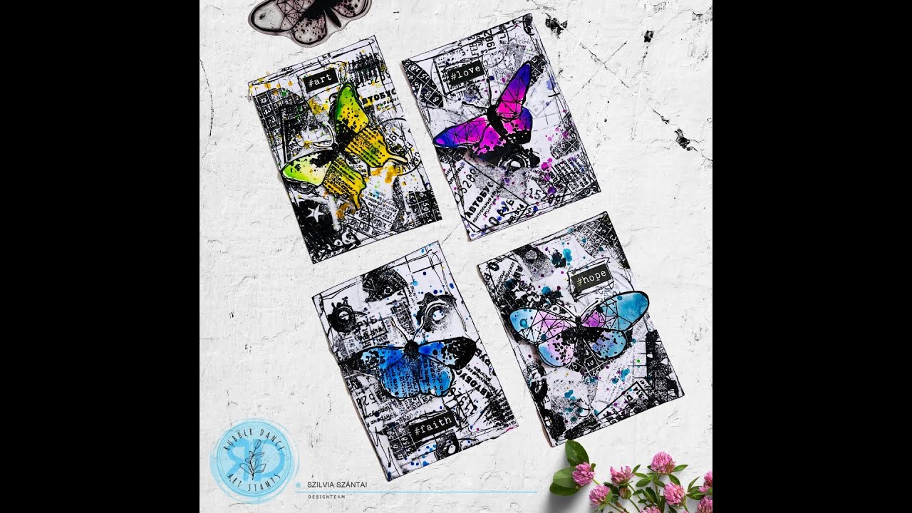 Artist trading cards with Rubber Dance stamps - YouTube