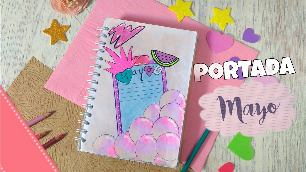 Cómo hacer portada para mayo #cuadernos #portadasbonitas #portadas # ...