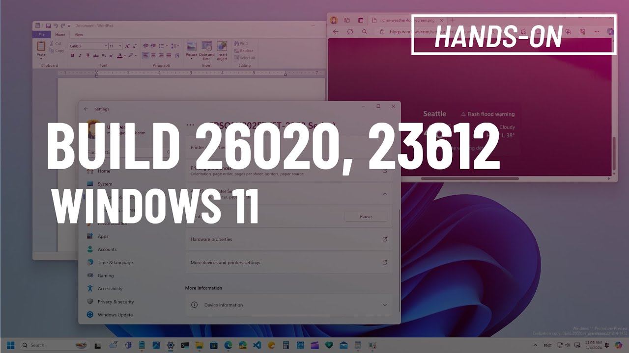 Windows 11 build 26020, 23612: NEW Lock Screen Weather, Energy Saver indicator, hidden features ...