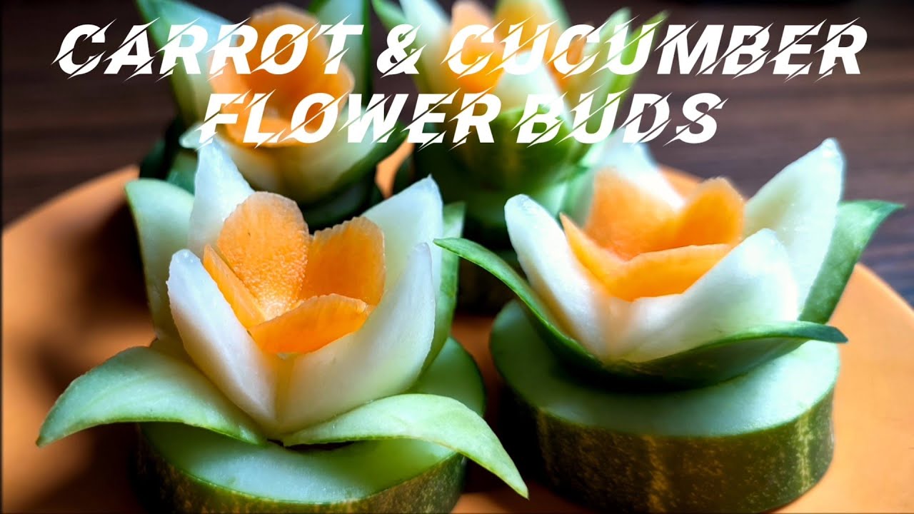 garnish mudah timun dan wortel | cucumber garnish | carrot and cucumber ...