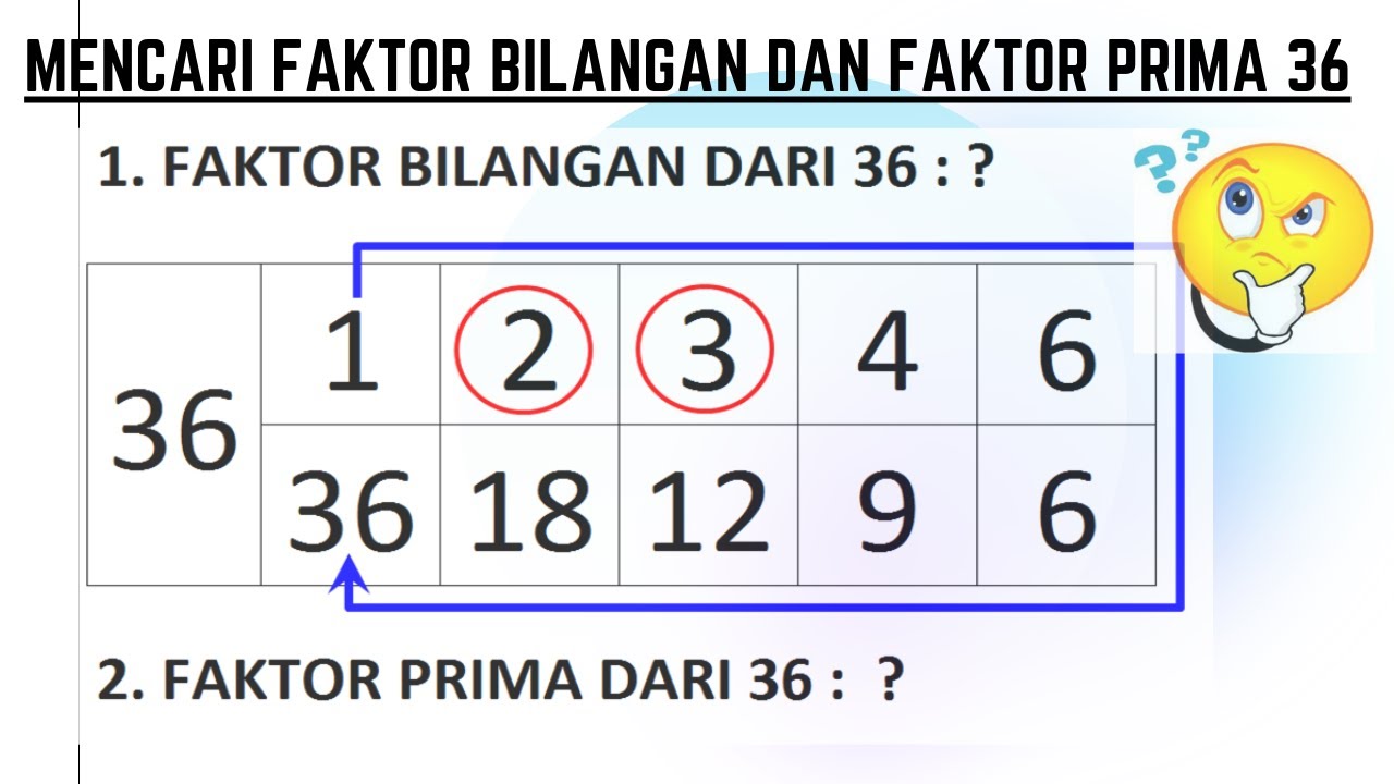 Menentukan faktor bilangan dari 36 dan faktor prima dari 36 dengan cara ...